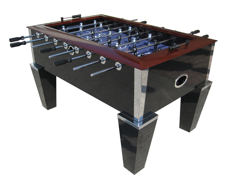 Deluxe Soccer Game Table 5FT Wood Top Rail With Metal Corner Chrome OEM