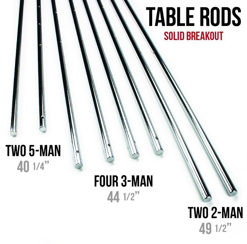 Silver Chromed Solid 5 / 8 Inch Steel Rods For Standard Foosball Tables